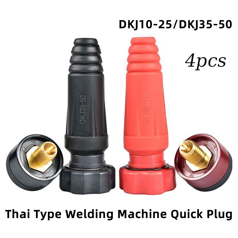 4PCS/SET Standard Welding Cable Connector Plug and Socket Set 10-25 35 ...