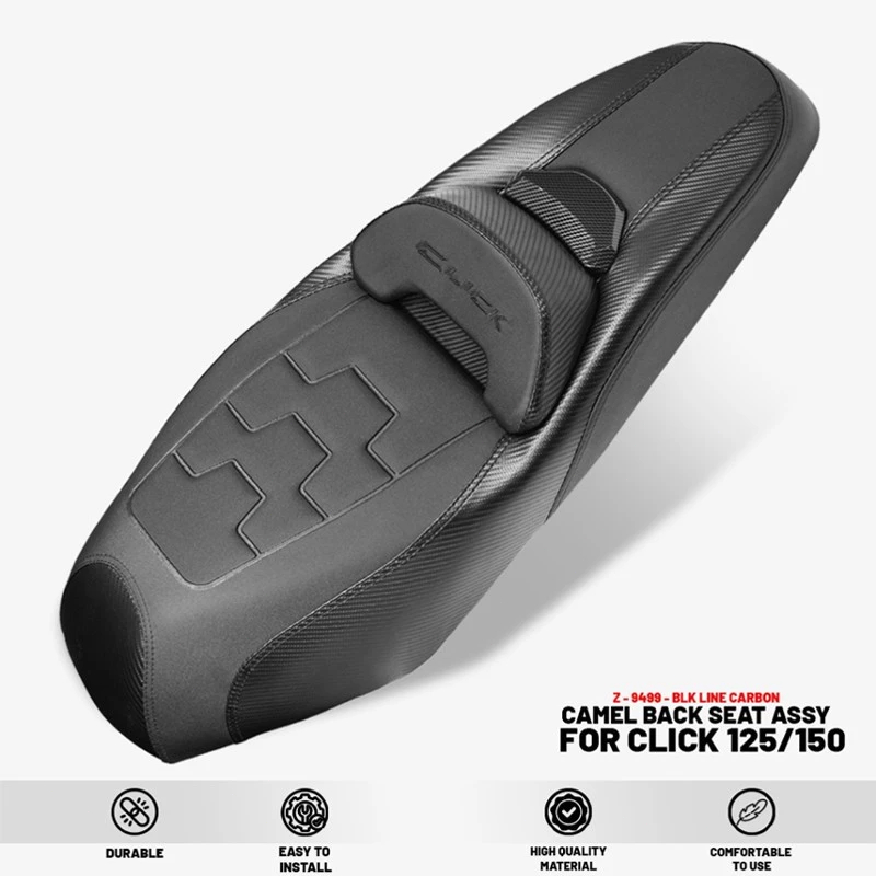 HONDA CLICK V1 CLICK V1 CAMEL BACK SEAT ASSY WITH EMBROID LOGO AND CARBON DESIGN/DELUXE COMFORT ...