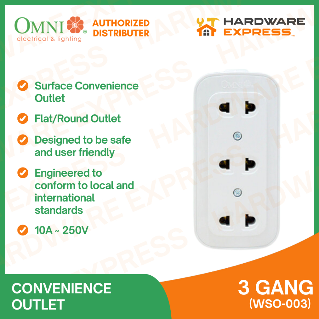 OMNI Surface Convenience Outlet 10A 250V 1/2/3/4 Gang WSO-001 WSO-002 ...