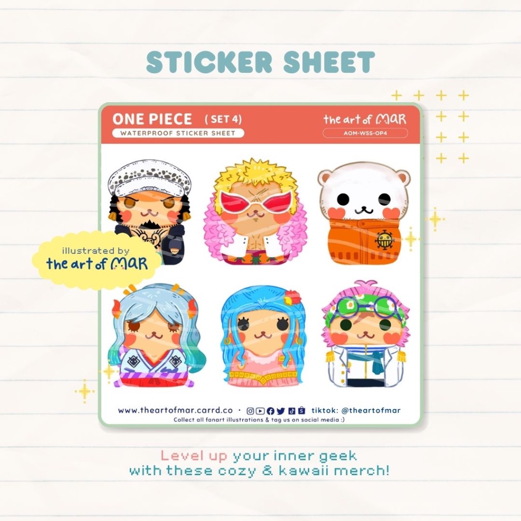 One Piece SET 4 chibi sticker sheet by The Art of Mar | waterproof ...