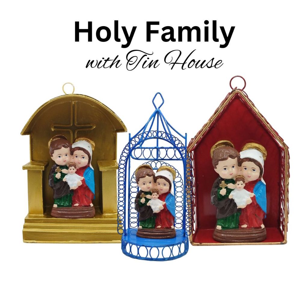 Chibi Saints Holy Family with Tin House Religious Figurines Home Decor ...