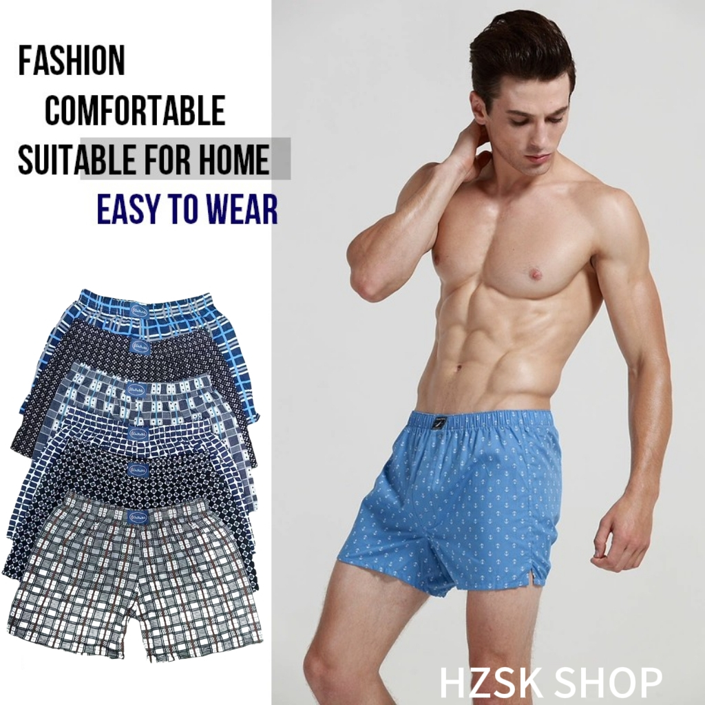 3&6PCS Mens Cotton Underwear Boxer Short Casual Plaid Mens Boxer ...
