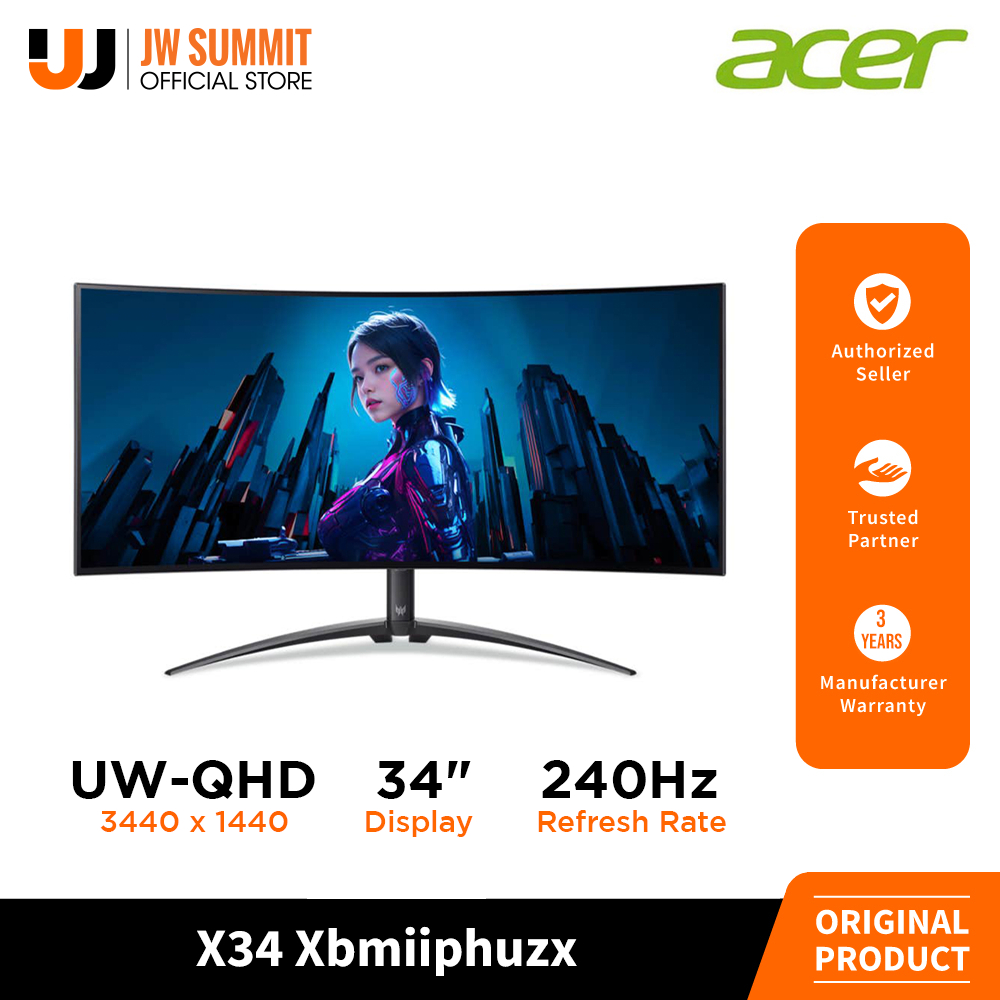 Acer Predator X34 Xbmiiphuzx 34" UW-QHD 3440x1440 240Hz OLED Technology ...