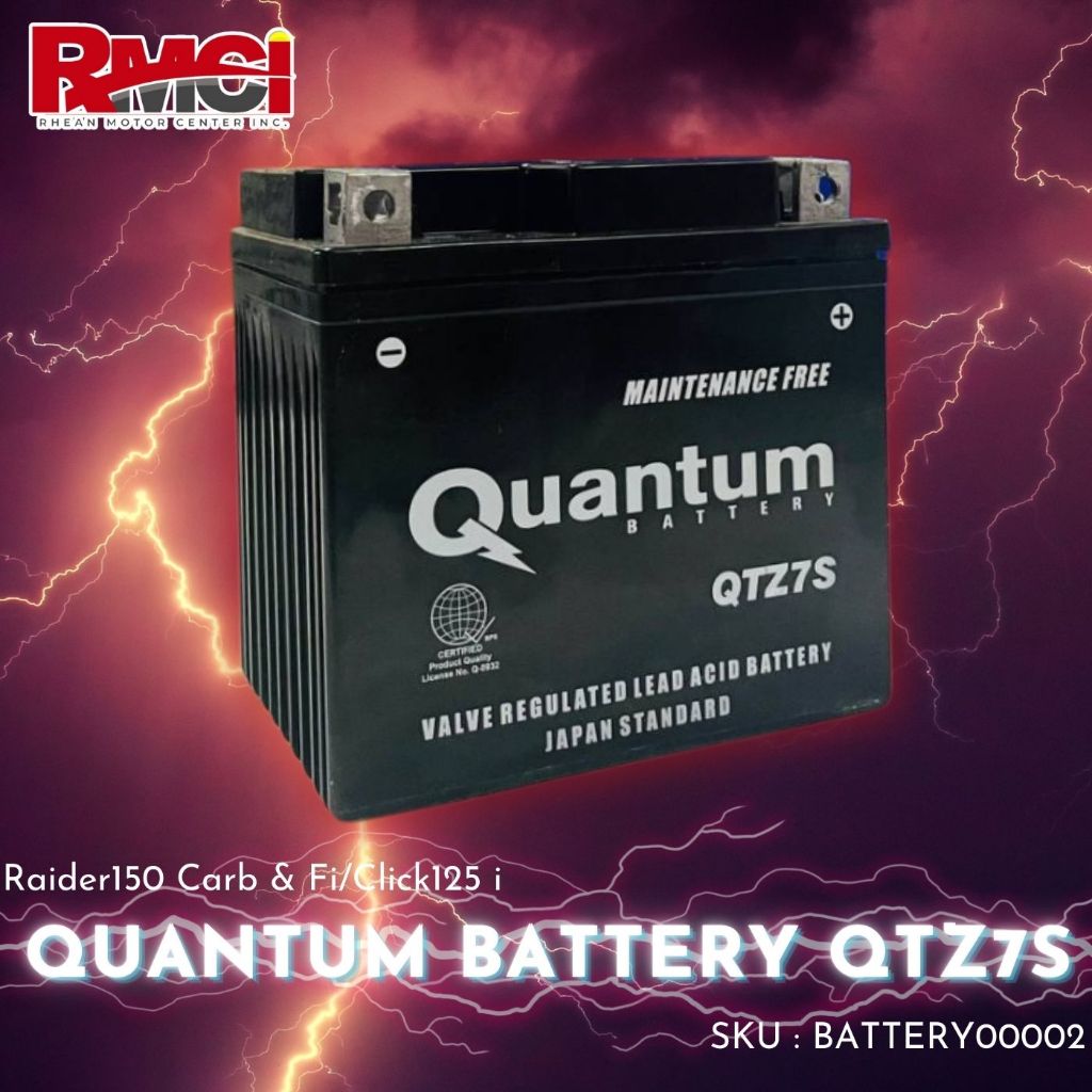 Quantum Battery QTZ7S Motorcycle Battery 12V Raider150 Carb & Fi ...
