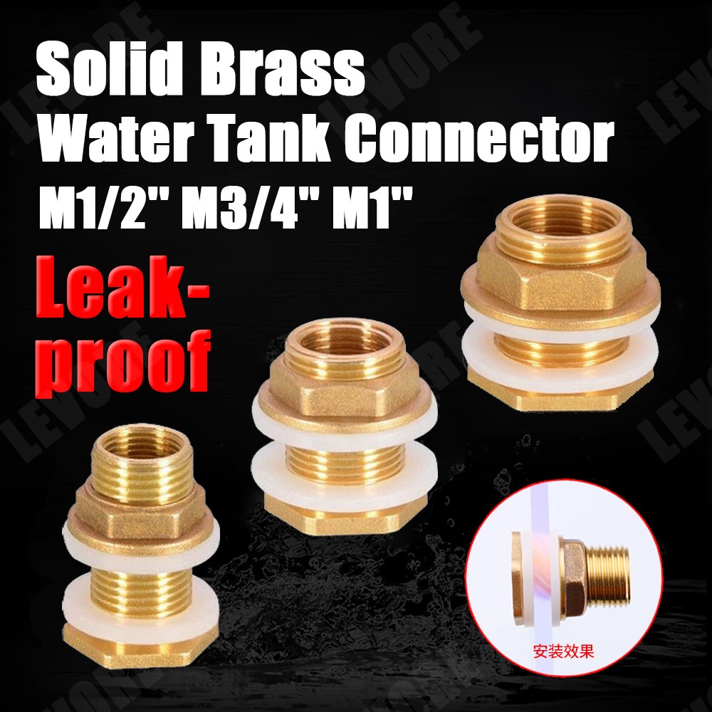 Solid Brass Water Tank Connector Leak-proof Bulkhead Fitting M1/2'' M3 ...