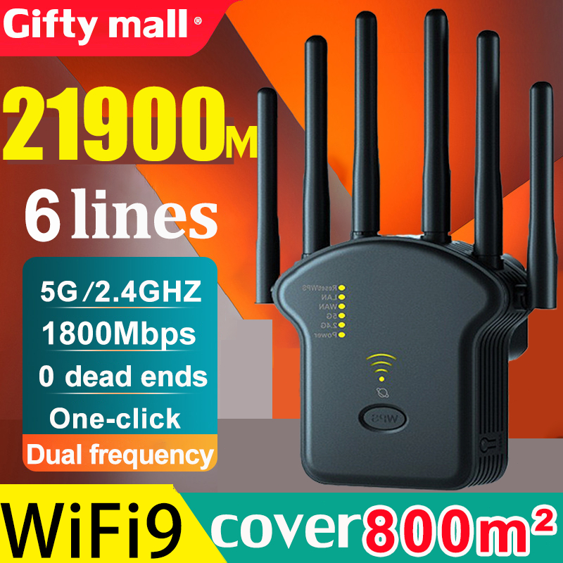【Covering 800㎡】WiFi Repeater 2.4G/5G 1800Mbps Signal Booster Long Range ...