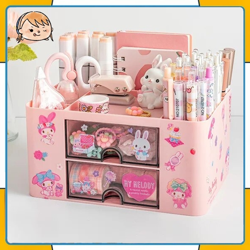 Desk Organizers Cute Small Two Drawers Desktop Organizer Accessories ...