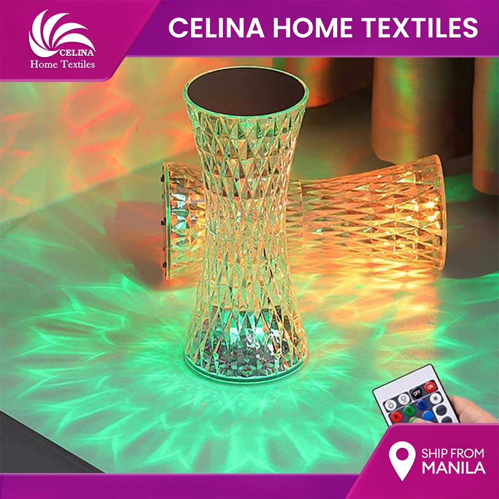 Celina Diamond Table Lamp USB Rechargeable with Remote Control Changing ...
