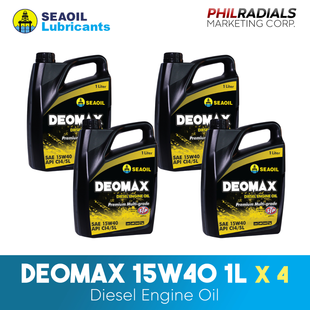 Seaoil Deomax Engine Oil Premium Multi-grade SAE 15W40 1 Liter SETS OF ...