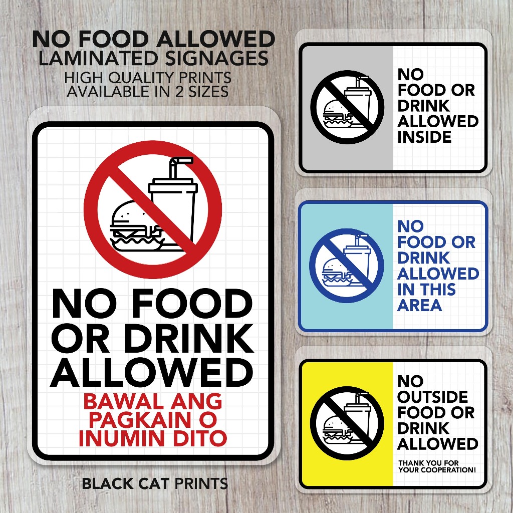 No Food or Drink Allowed Sign | No Outside Food or Drink Sign ...