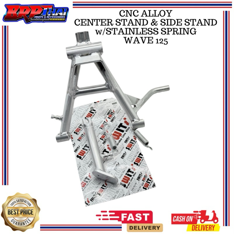 CNC ALLOY CENTER STAND WITH SIDE STAND FREE STAINLESS SPRING FOR WAVE ...