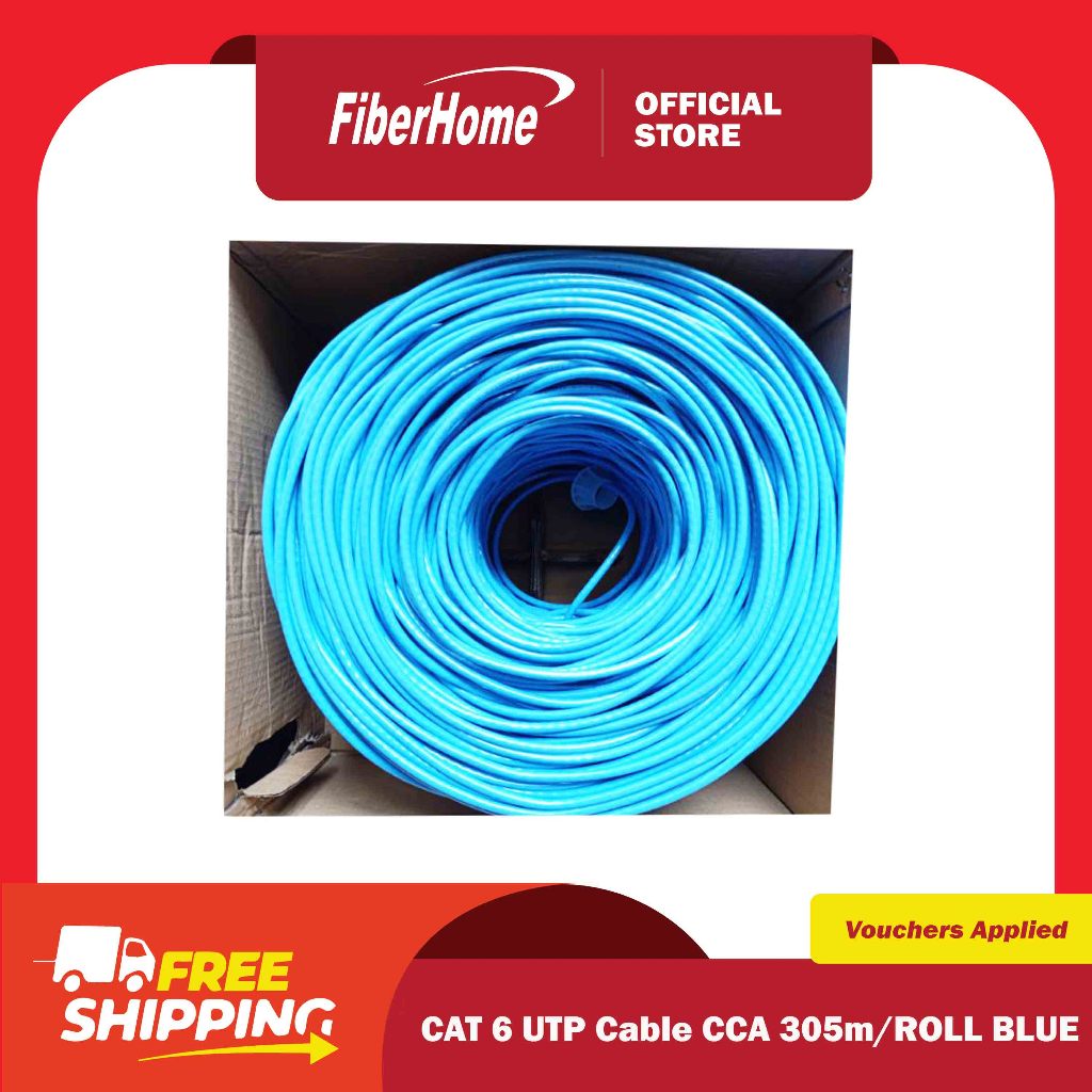 FiberHome FH-CAT CCA-INDOOR CAT6 UTP Cable CCA 305m/ Roll (BLUE ...