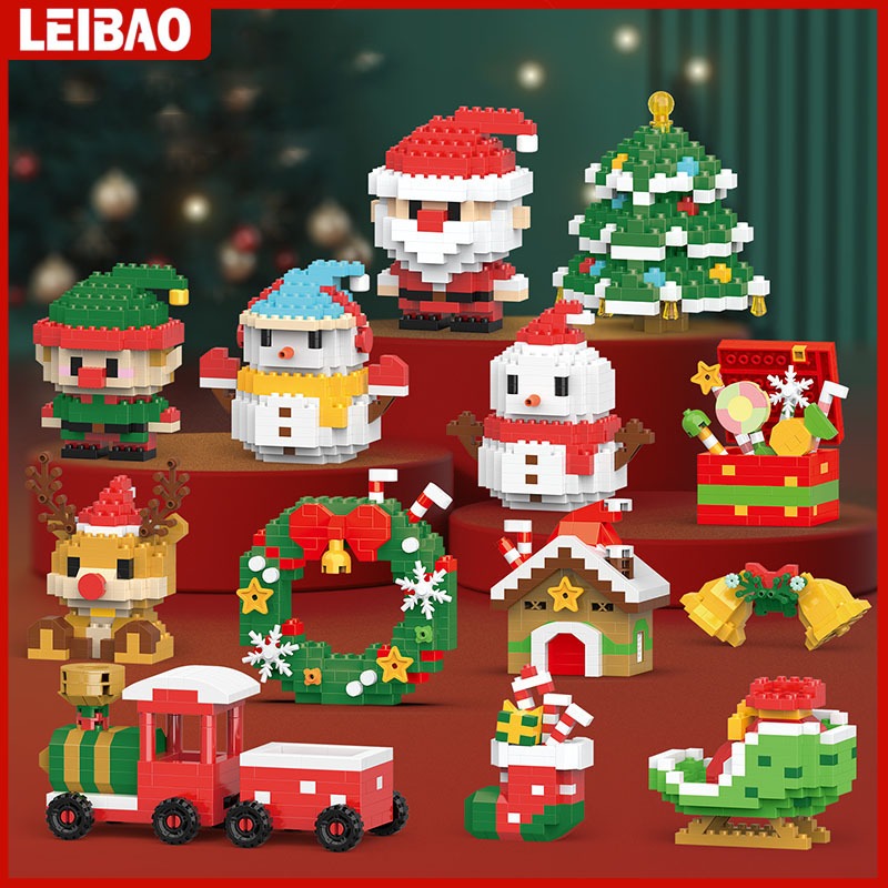 Bricks LEGO Christmas Building Blocks Christmas tree train snowman bell ...