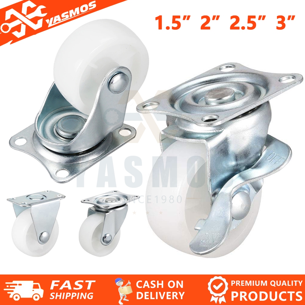 Yasmos Universal Swivel PP White Caster Wheel Furniture Wheel | Shopee ...