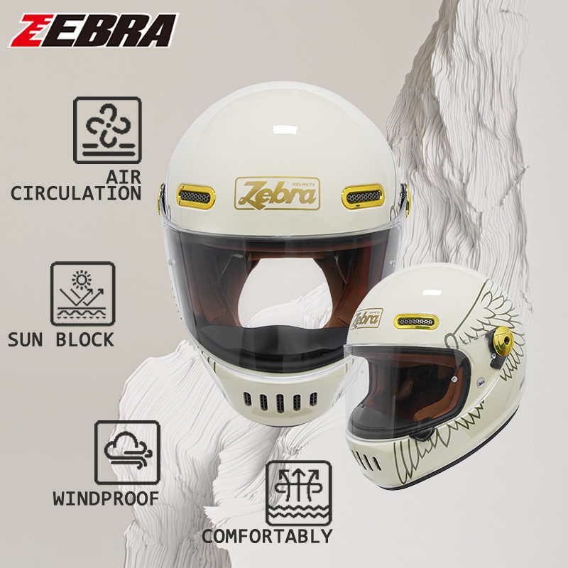 ZEBRA 577 VERTUOSO Full Face helmet motorcycle Single lens classic ...