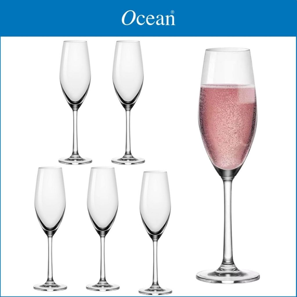Ocean Glassware Sante Flute Champagne Drinking Glass 210 mL (SET OF 6 ...