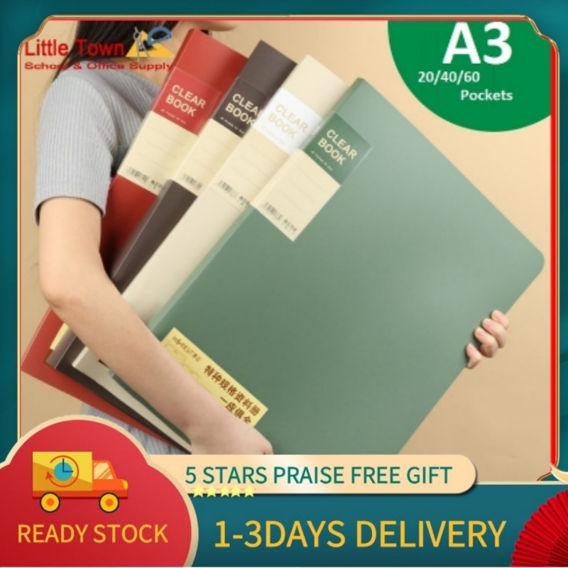 Thickened Booklet Display Book Clear Book Size A3 20/30/40/60 Pockets | Shopee Philippines
