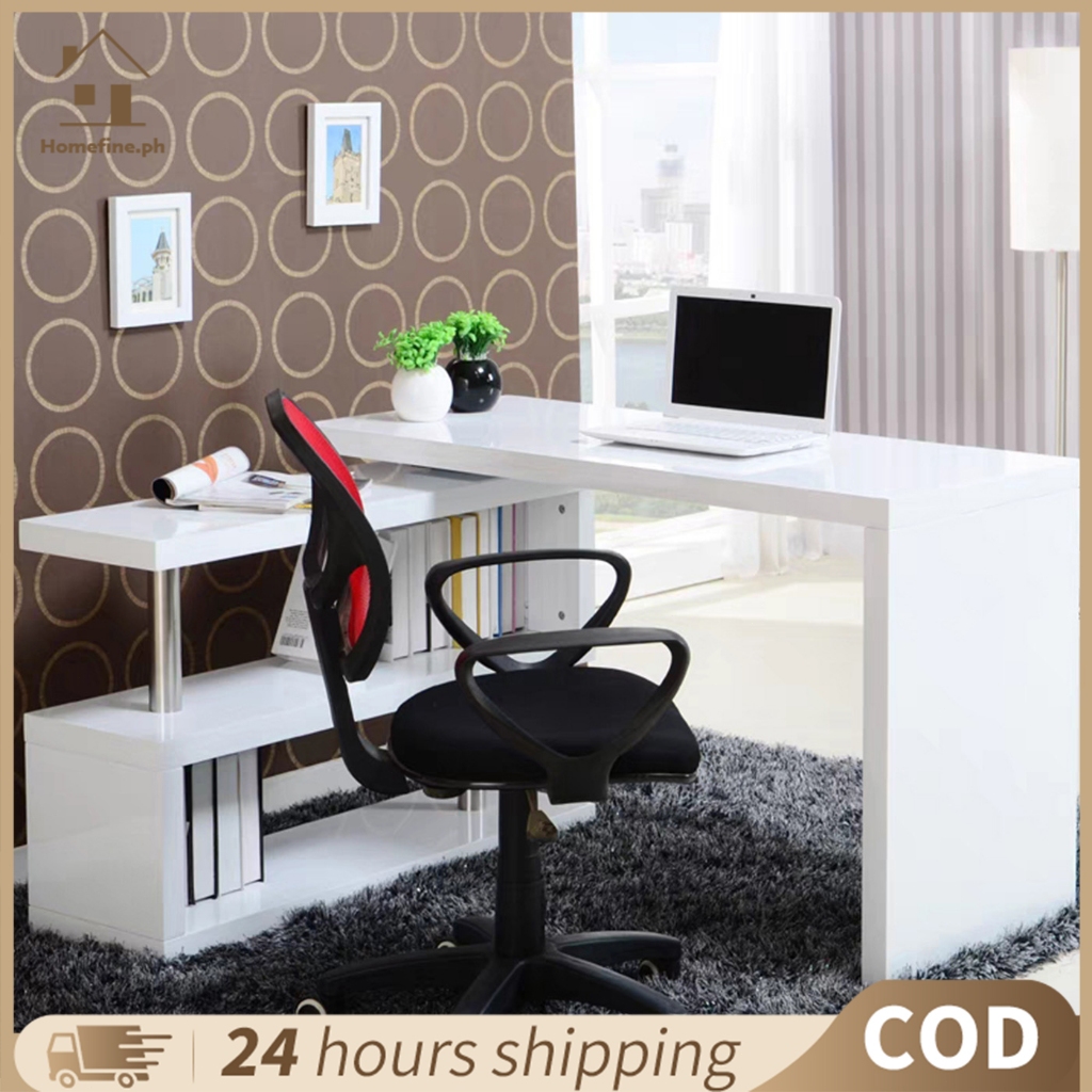 COD⭐Corner Bookshelf Bookcase Computer Table Rotating Desk Student ...