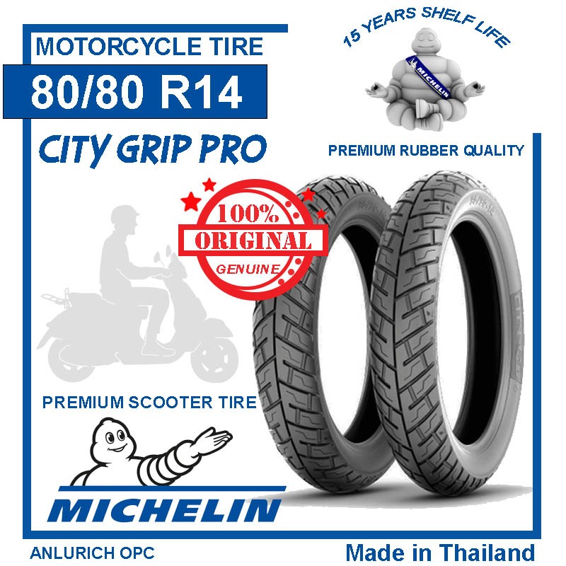 Michelin 80/80 R14 CITY GRIP PRO Premium Durable SCOOTER Tire | Shopee ...