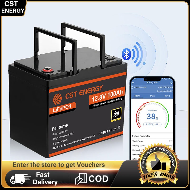 【Bluetooth】 Lithium Battery 12.8V 100Ah 15000+ Deep Cycle LiFePO4 Built ...