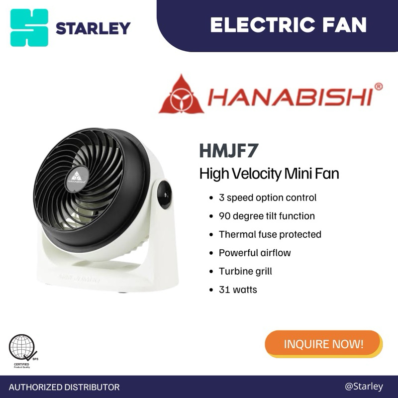 HANABISHI High Velocity Mini Jumbo Fan 7 inches HMJF7 (Starley ...