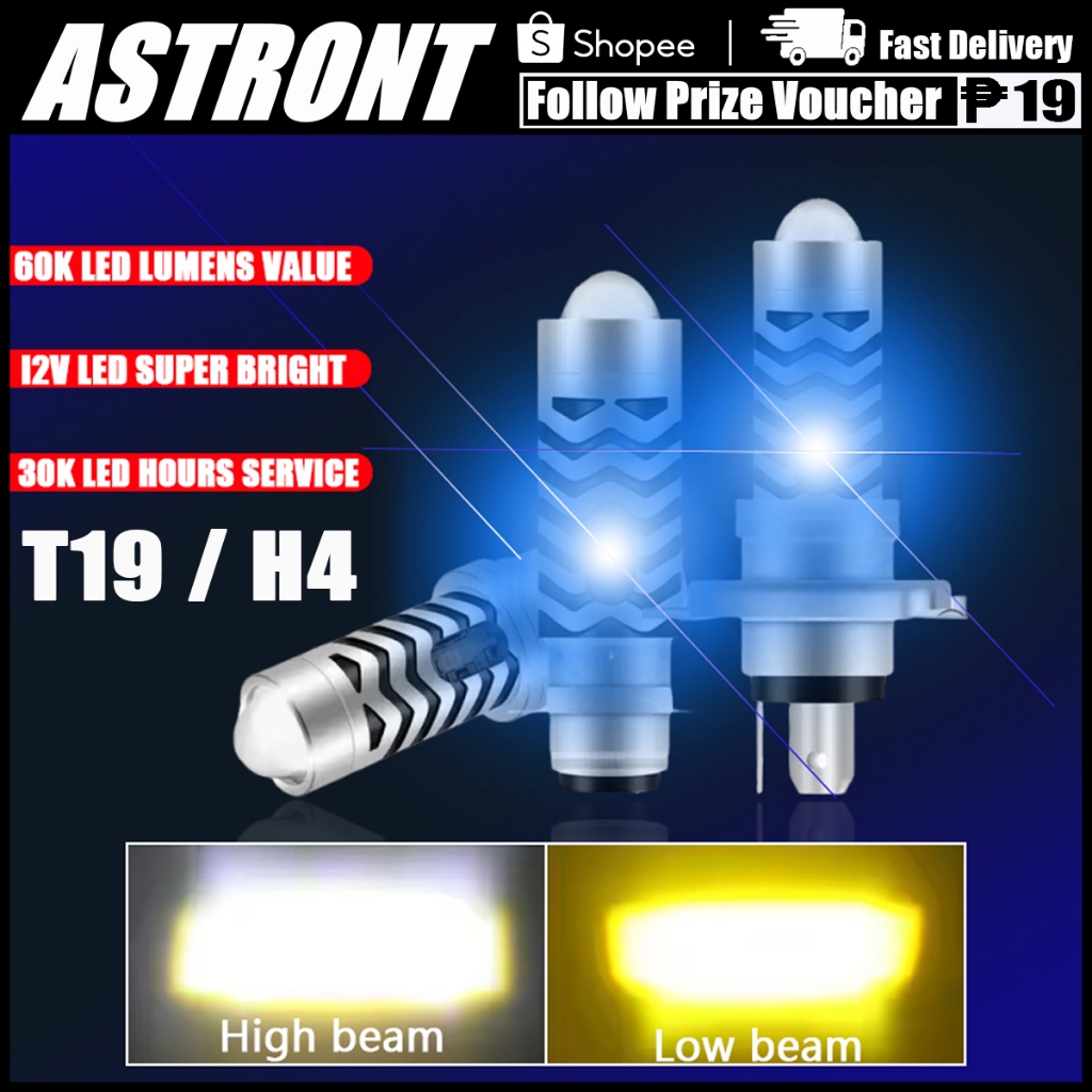 Motorcycle Headlight T19/H4/B35 LED Lights Bulb With Blue Parklight ...