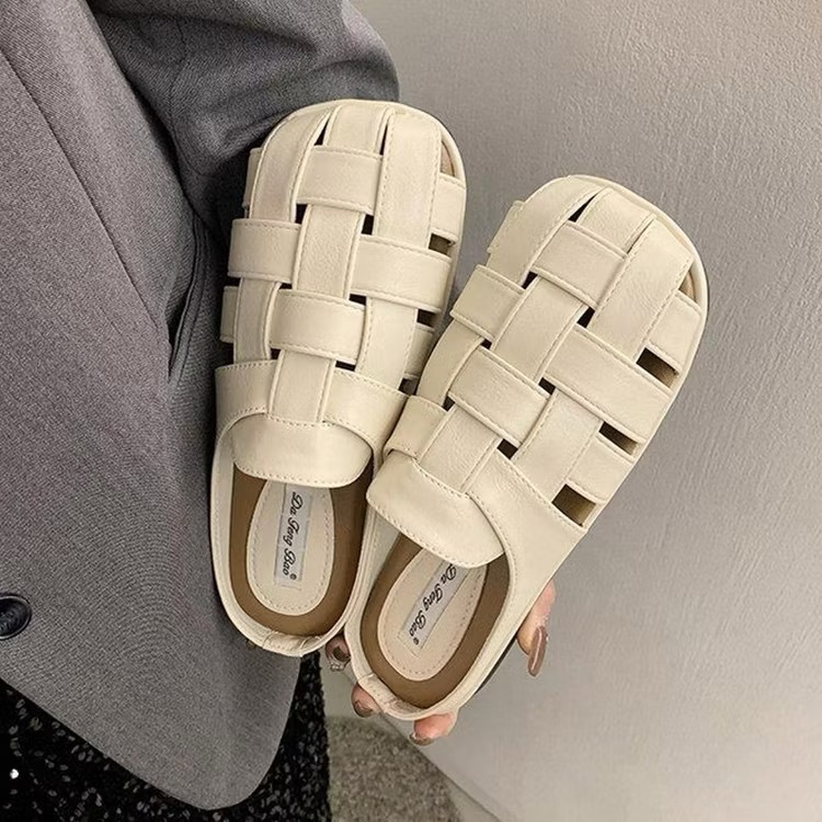 Flat Half Shoes For Women Closed Toe Half Shoes All Match Slippers For ...