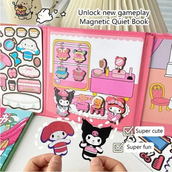 Cartoon Magnetic Sanrio Quiet Book Doll House Book Set Kuromi Dress Up ...