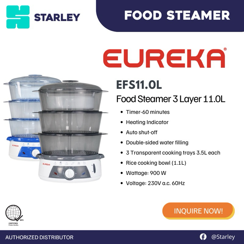 EUREKA Food Steamer 3 Layer 11.0L (EFS11.0L) | Shopee Philippines