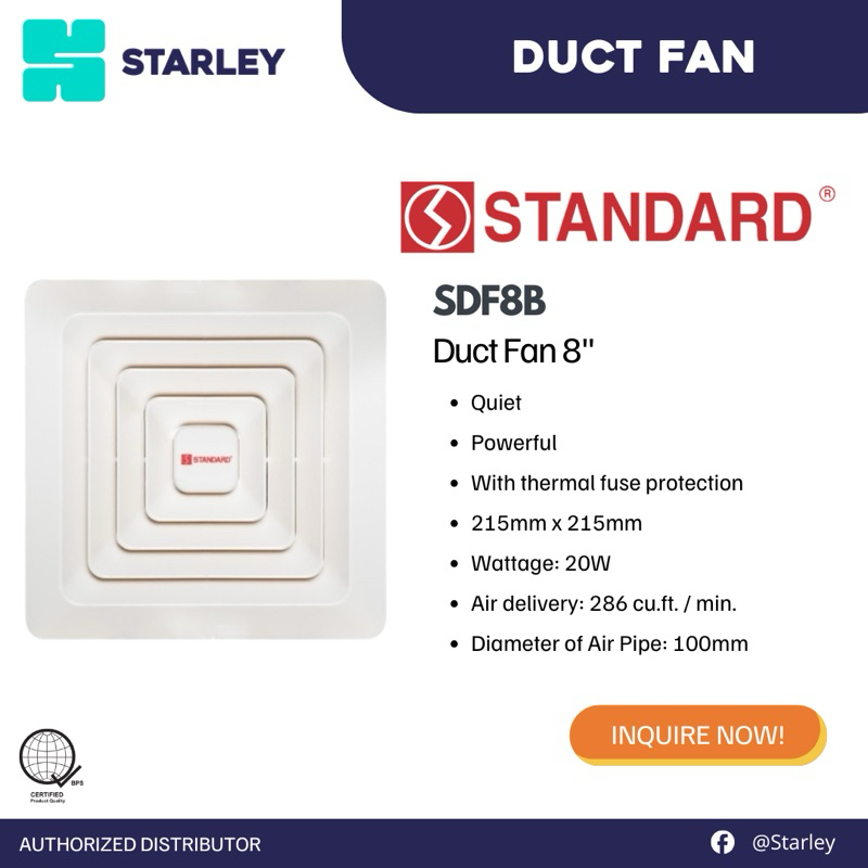 STANDARD Duct Fan 8" (SDF8B) | Shopee Philippines