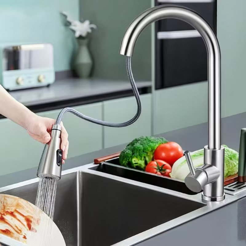Faucet Kitchen Basin Tap Mixing Tap 360°Swivel Pull Out Faucet Sink ...