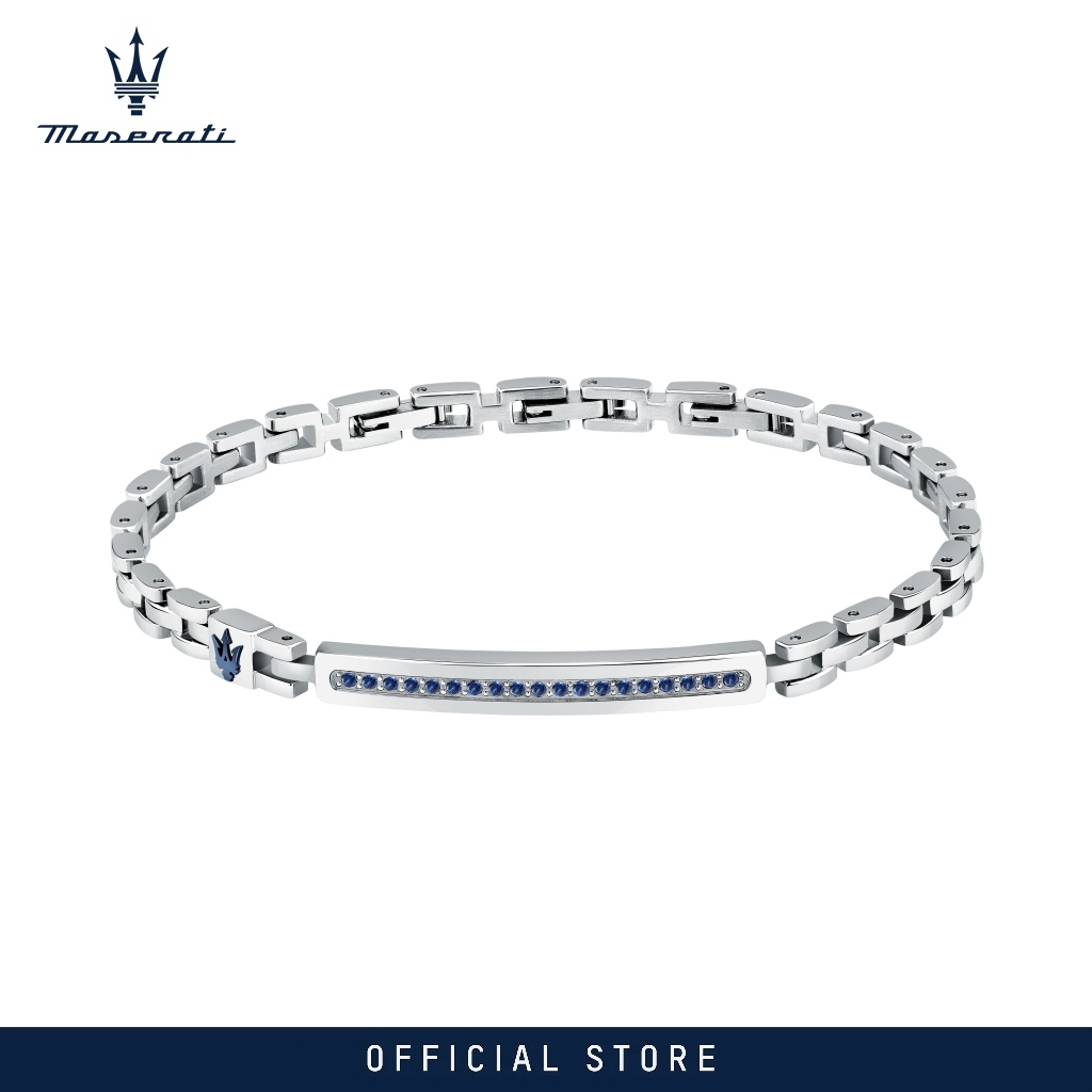 Maserati Jewels 185+30 mm Men's Bracelet, Stainless Steel, Blue Crystal ...