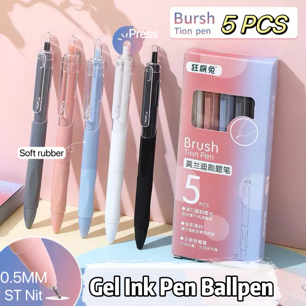1PC/5PCS Quick Drying Pen Press Neutral Pen 0.5MM ST Nib Retractable ...