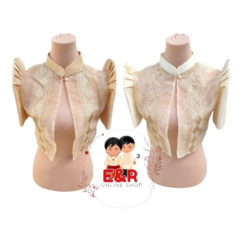 Filipiniana Ethnic Bolero - Beige & Mocha | Shopee Philippines