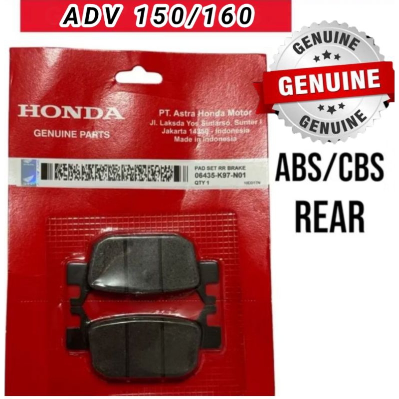 HONDA ADV 150/160 [ABS/CBS] (REAR) DISC BRAKE PADS GENUINE PARTS ...