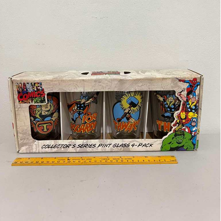 Marvel Comics Pint Glass Set - Collectors Series 4 Pack - 16 Ounce THOR ...