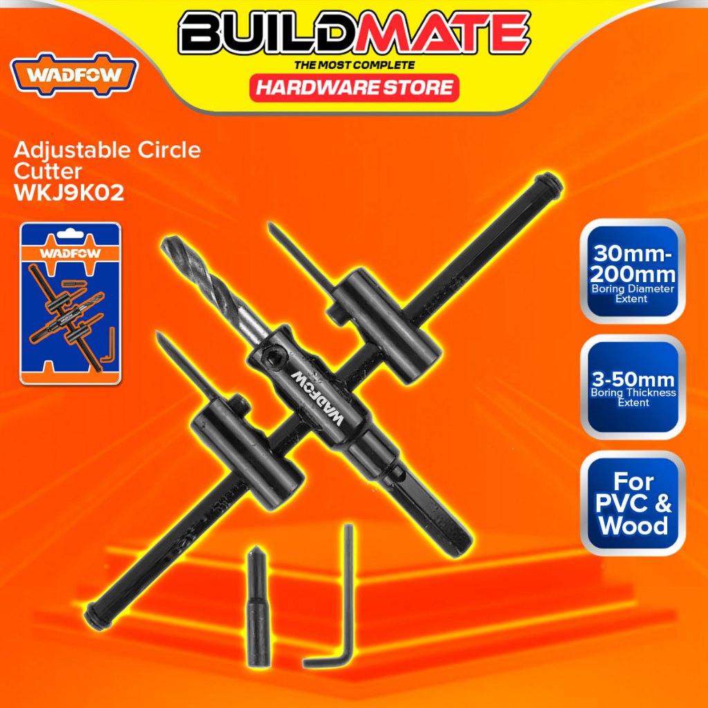 BUILDMATE Wadfow Adjustable Circle Cutter 30-120mm / 30-200mm Rotary ...