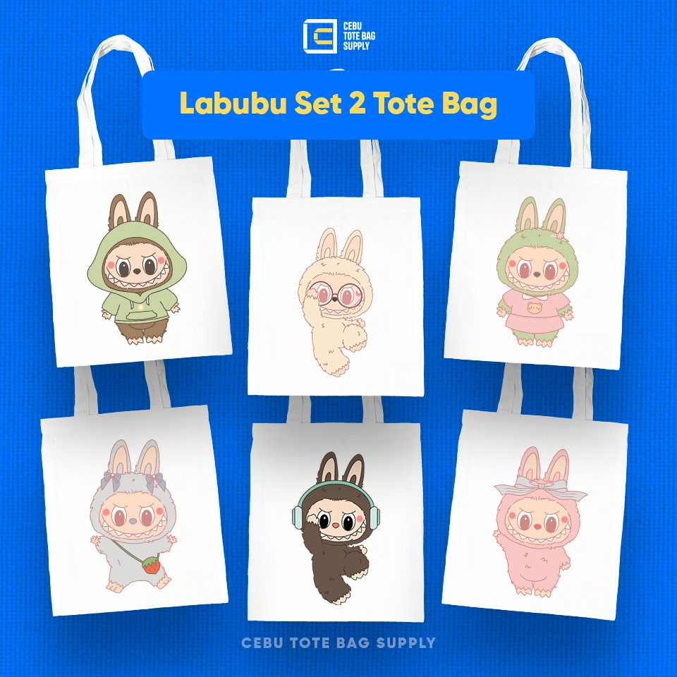 Cute Labubu Designs Set 2 Tote Bag Collection | Aesthetic Design Tote ...