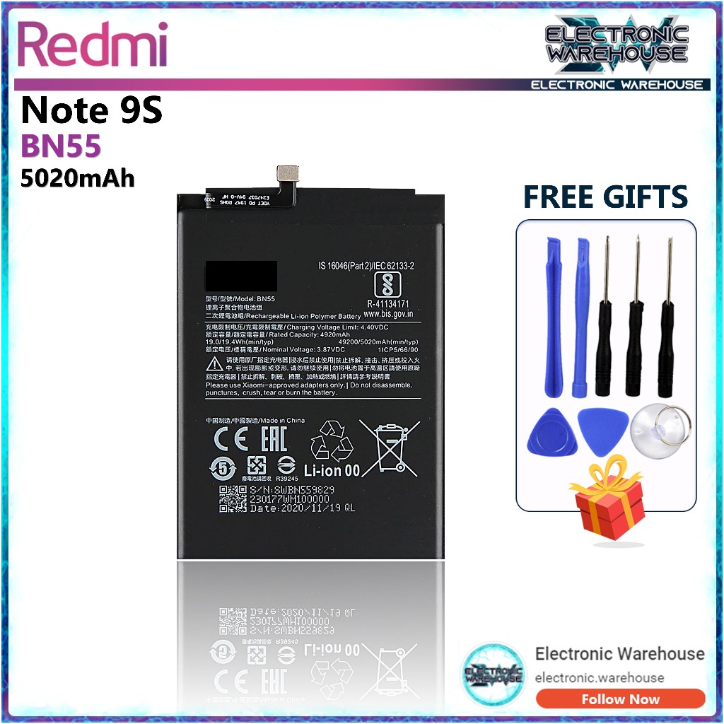 Battery for Redmi Note 9S BN55 | M2003J6A1G | Shopee Philippines