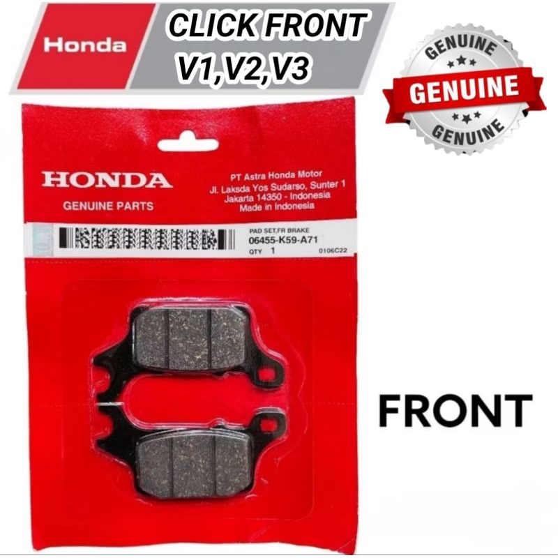 HONDA CLICK V2,V3 125i/ 150i CLICK 160 Brake Pad kit Pair Genuine Parts | Shopee Philippines