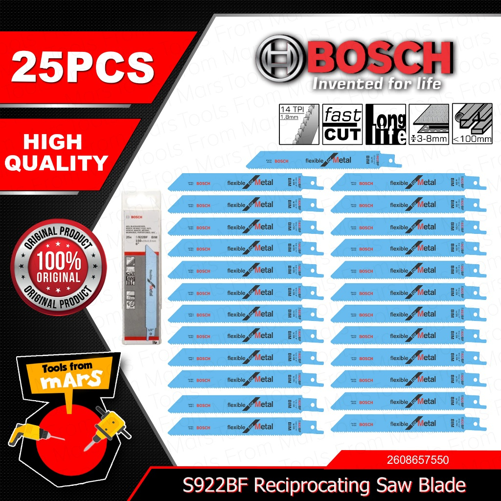 Bosch 25PCS/SET 150MM Reciprocating Blade BIM Flexible for Metal ...