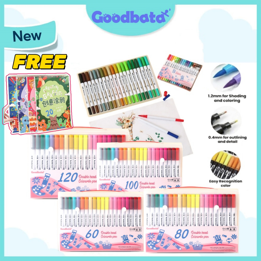 Goodbata Dual Tip Watercolor Brush Pen Marker Pen coloring set Pen Set ...