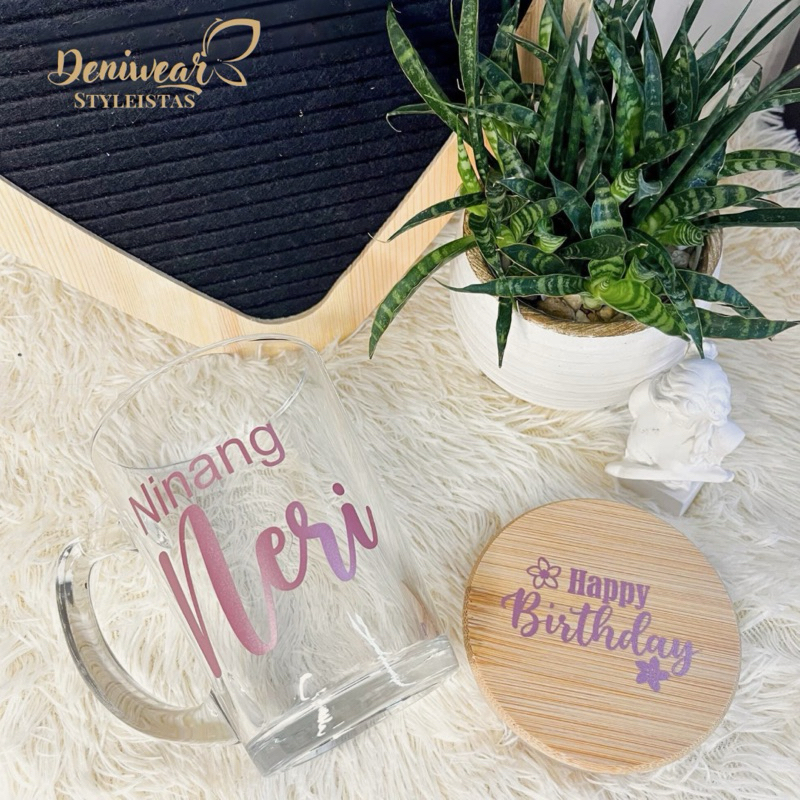 Personalized Clear Glass Mug for GIFTS NINANG NINONG & Souvenirs ...