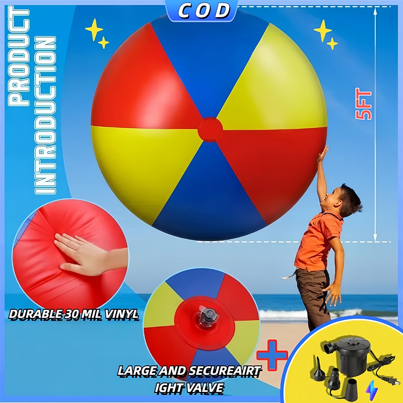Large Three-color Giant Inflatable Beach Ball - Thickened PVC 100/130 ...