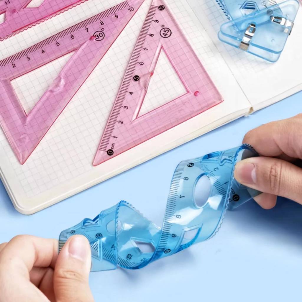 20cm 3in1 FLEXIBLE RULER SET 3in1 soft ruler set school supply office ...