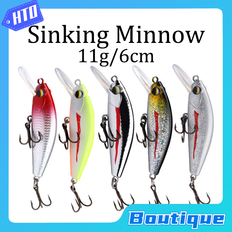 6cm/11g lures minnow Swim Bait Long-cast bait Fishing Lure Bait triple ...