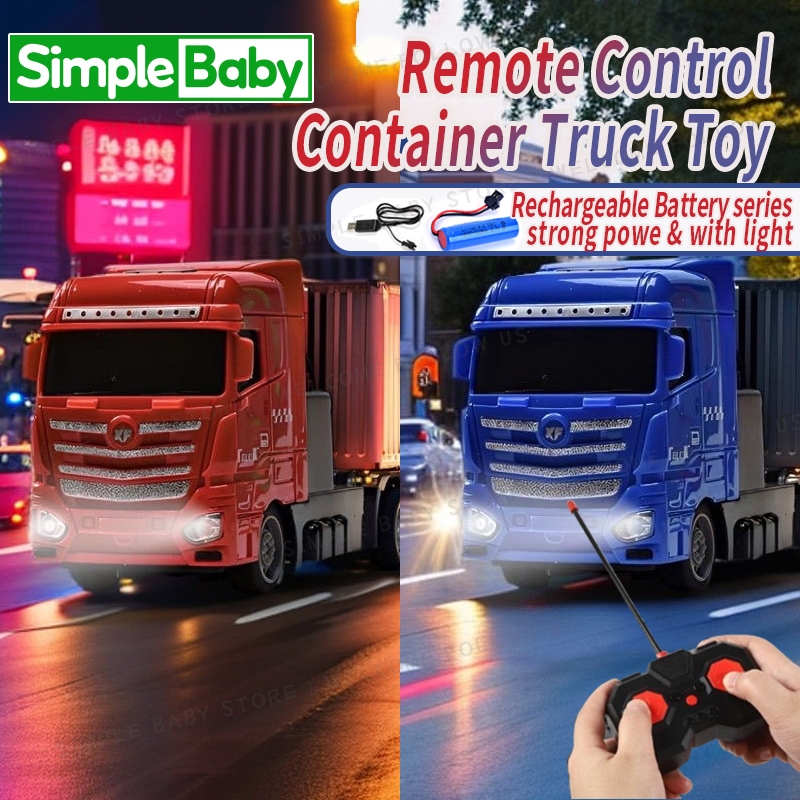 High Speed Rc Rechargeable Container Truck Toy Vehicles With Light Kids ...