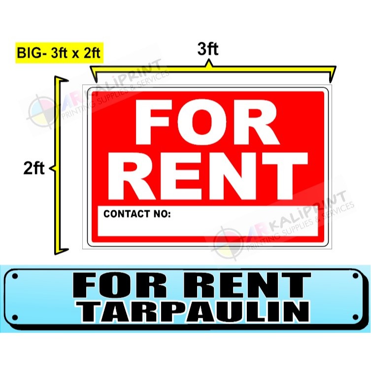 FOR RENT Tarpaulin (Blank Contact Number) Outdoor & Quality / With ...