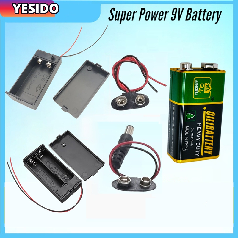 9V battery snap cable with plug 9V battery box with cable and Switch AA ...