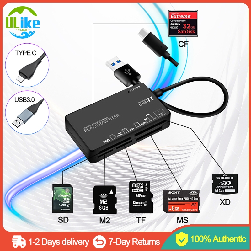 SD/XD/CF/TF/MS/M2 Card Reader All In One USB Port Extension USB Hub ...